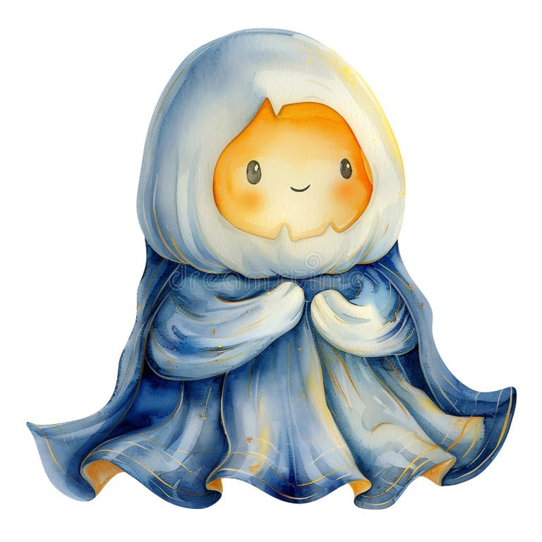 Floating Ghost, White Cloth Ghost, Halloween Theme Watercolor Clip Art ...