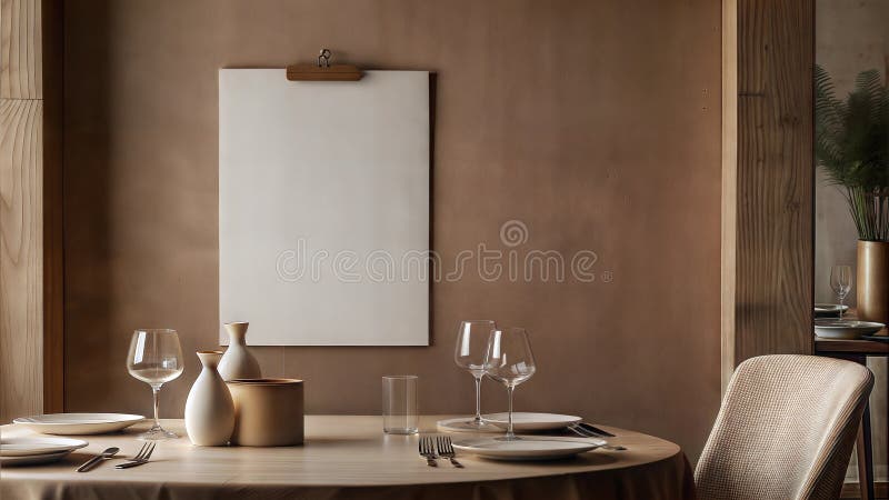Clipart Menu Mockup on a Wooden Table with Elegant Tableware and ...