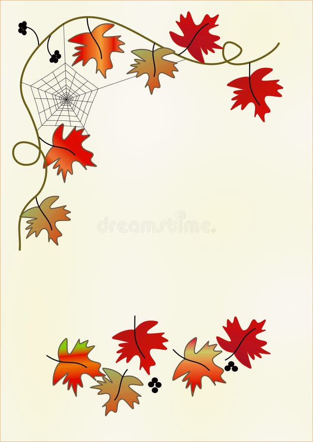 Clipart with Red Leaves and Spider Web Stock Illustration ...