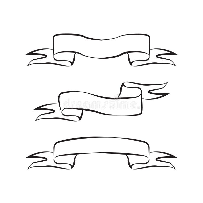 Clipart Ribbon Banner Outline Drawing Design Vector Stock Vector ...