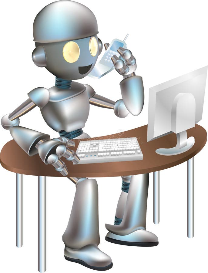 Clipart robot sitting desk stock vector. Illustration of sitting - 6518803
