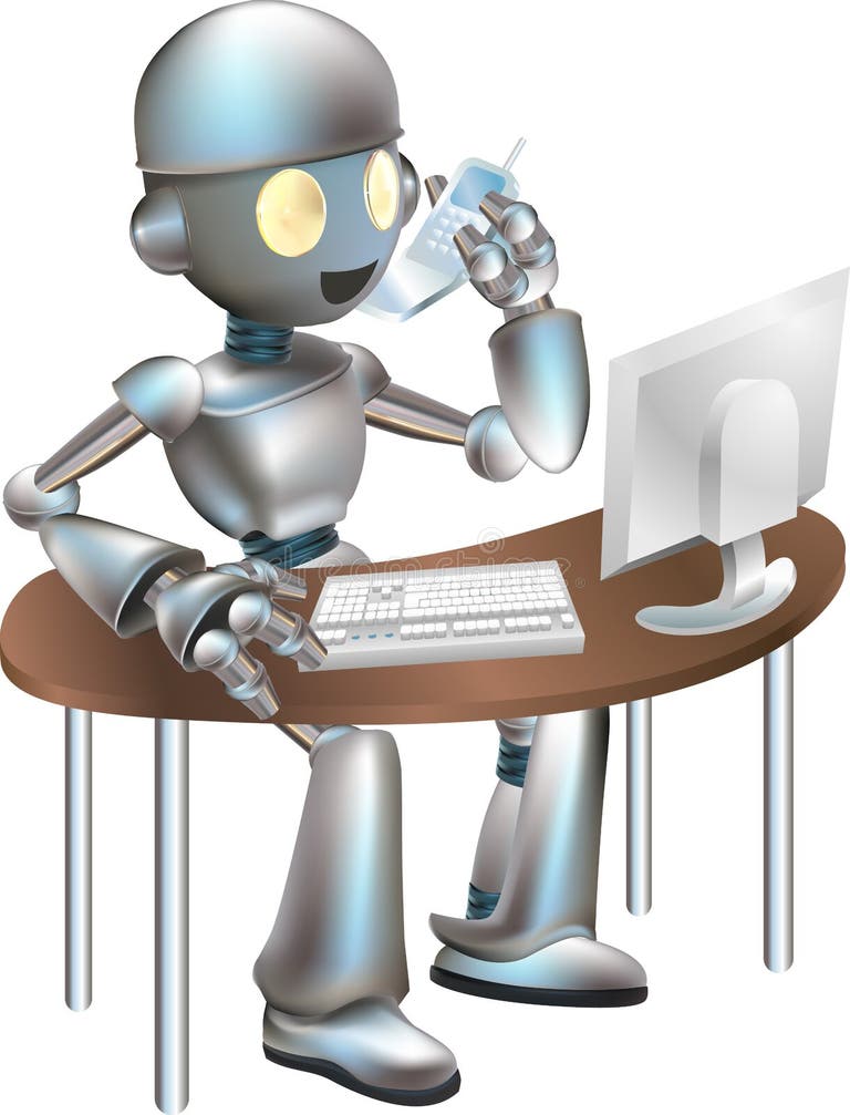 Robot Computer Desk Stock Illustrations – 2,590 Robot Computer Desk ...