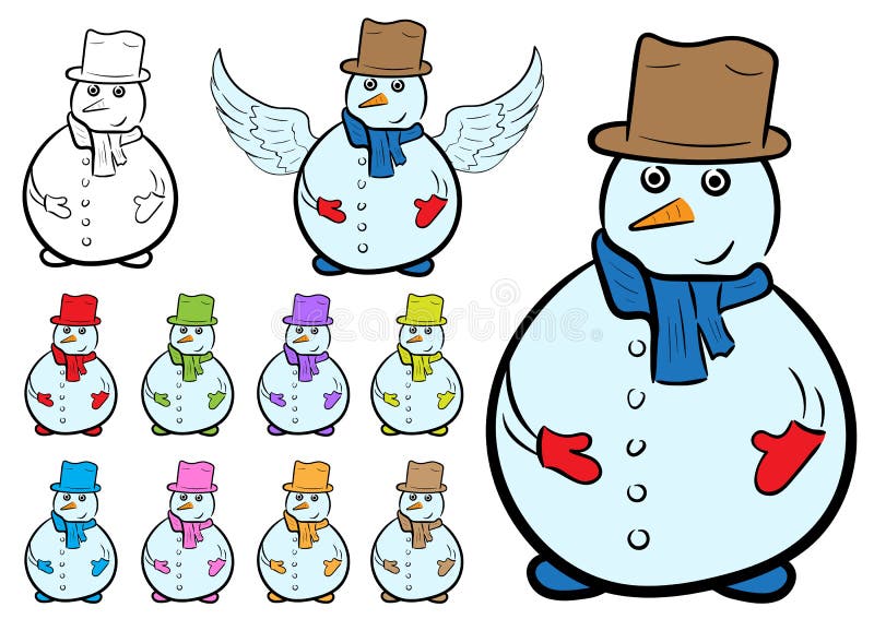 Clipart with snowmen stock vector. Illustration of modern - 62486512