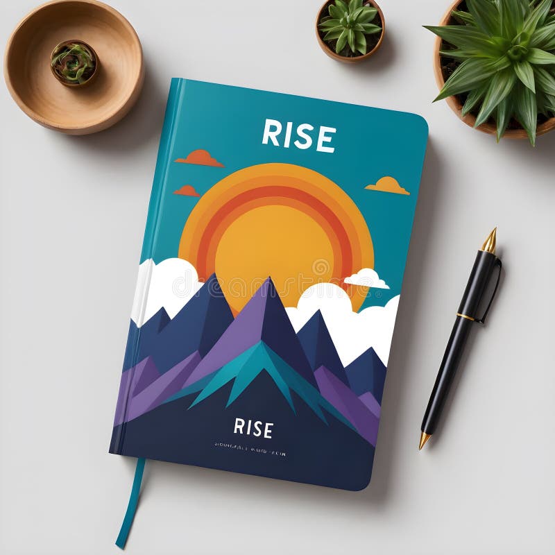 Elegant Journal Mockup with Radiant Rise Artwork Stock Illustration ...