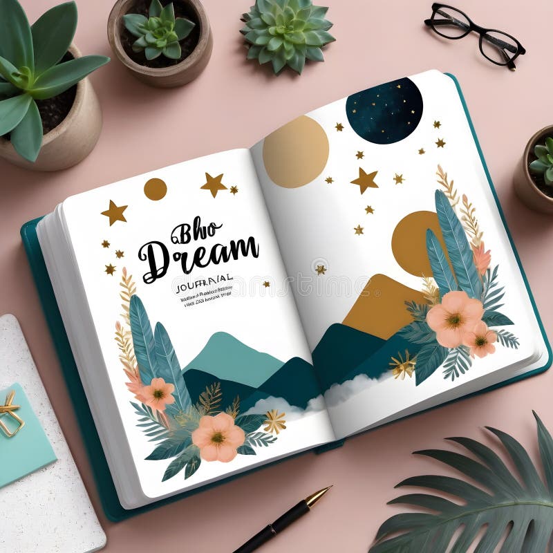 Boho Dream Journal Front Art Clipart Stock Illustration - Illustration ...