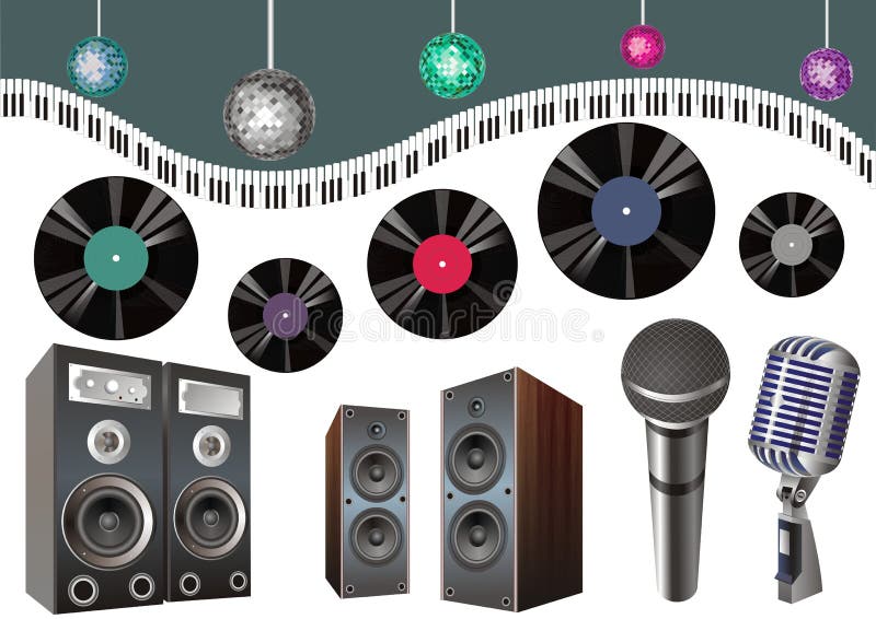 Clipart to music subjects stock illustration. Illustration of white ...