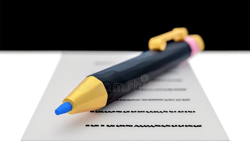 Clipart Writing a Document in 3D Document Icon for Paperwork on White ...