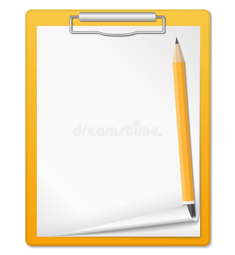 Clipboard Paper and Pencil stock illustration. Illustration of board ...