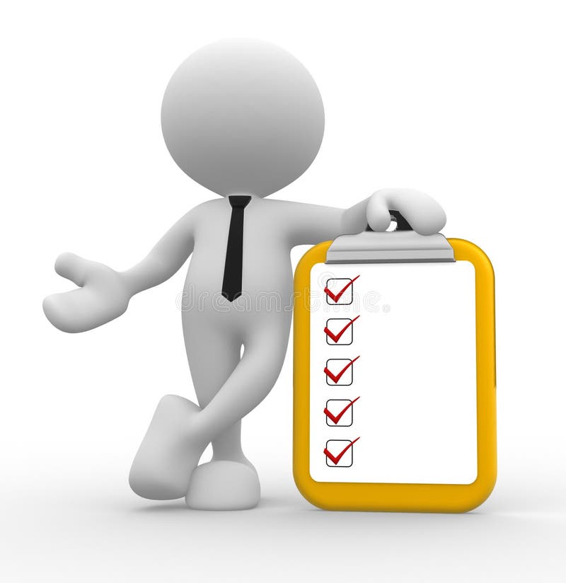 3d Small People with a Checklist Stock Illustration - Illustration of ...