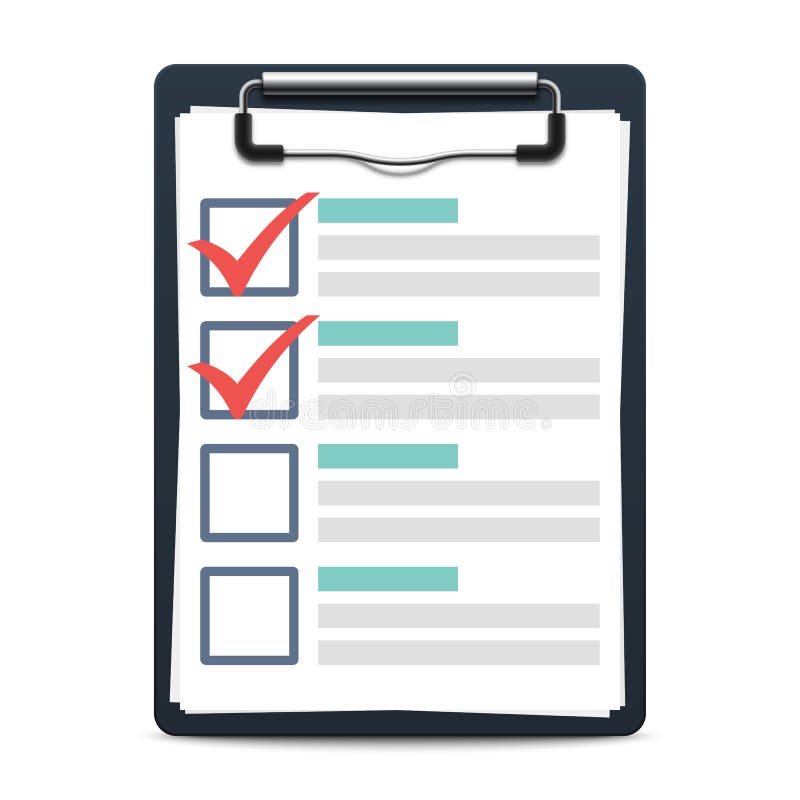 Clipboard with Attached Checklist or Task List. Realistic Vector ...