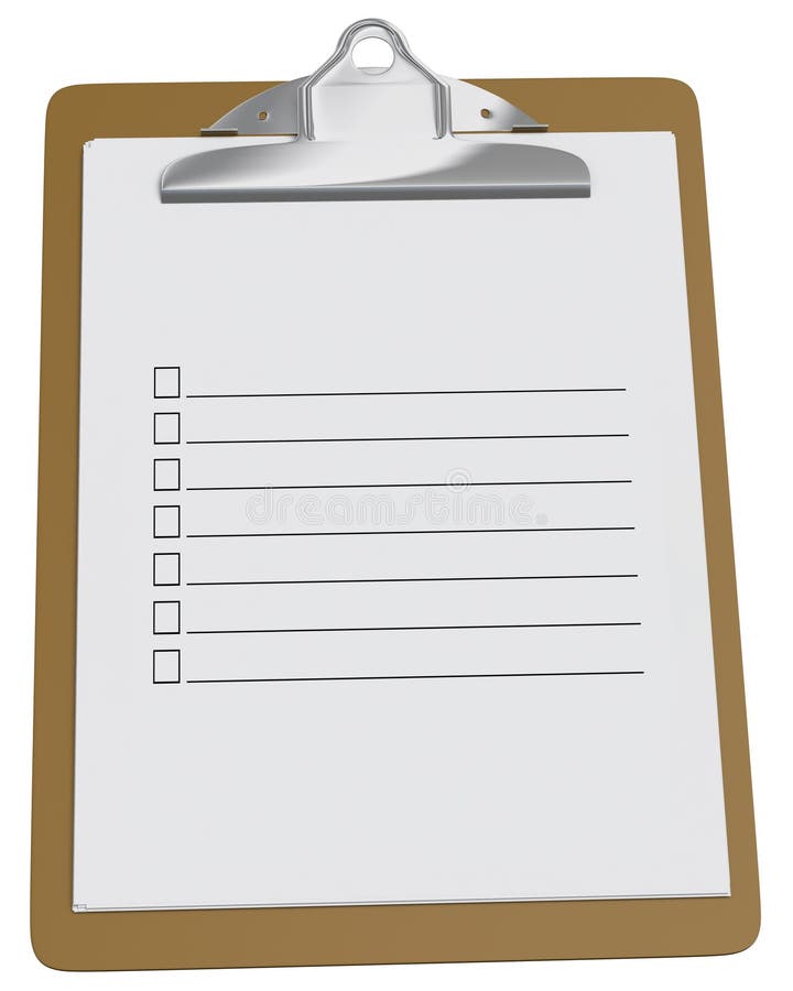 Clipboard with Blank Checklist Stock Illustration - Illustration of ... Clipboard with Blank Checklist Stock Illustration - Illustration of ...