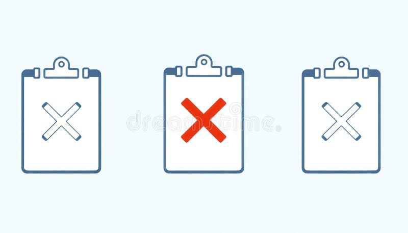 Clipboard with Cancel Icon Shows Rejection of Document. Simple Graphic ...