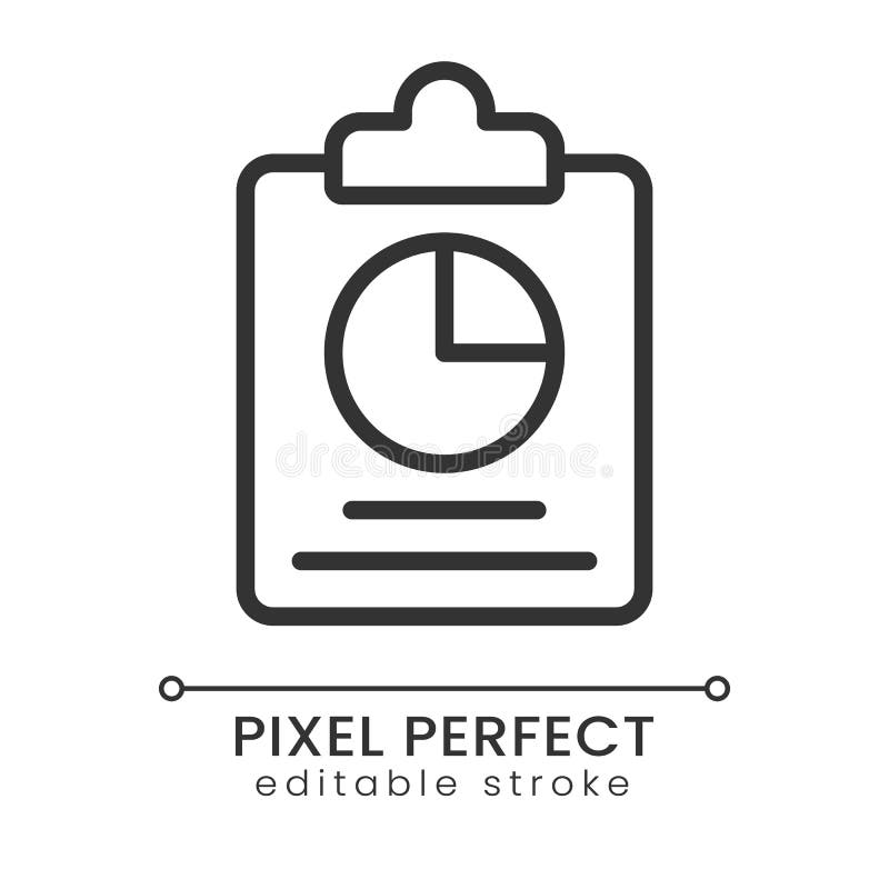 Clipboard and Chart Pixel Perfect Linear Icon Stock Vector ...