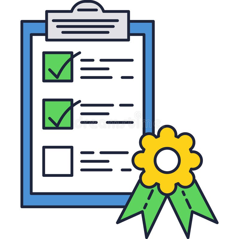 Clipboard Check List Icon with Vector Seal Stock Vector - Illustration ...