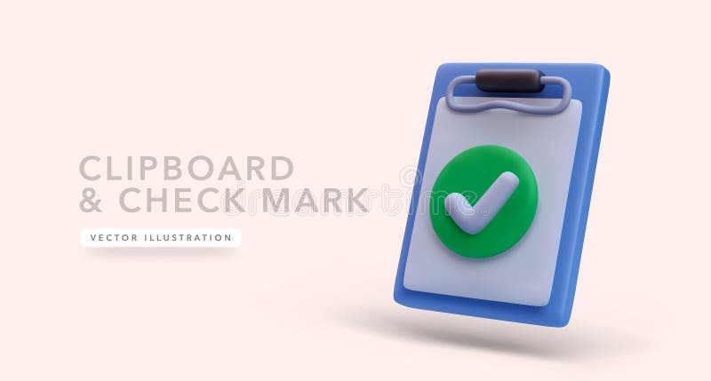 Clipboard with Check Mark in 3d Realistic Style. Successful Operation ...