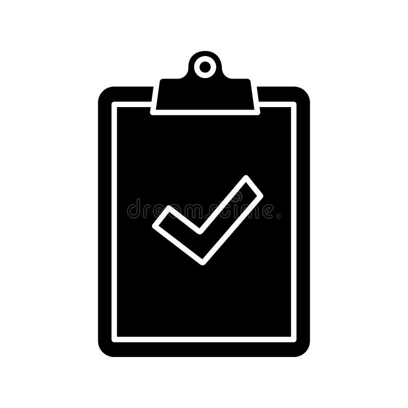 Clipboard with Check Mark Glyph Icon Stock Vector - Illustration of ...