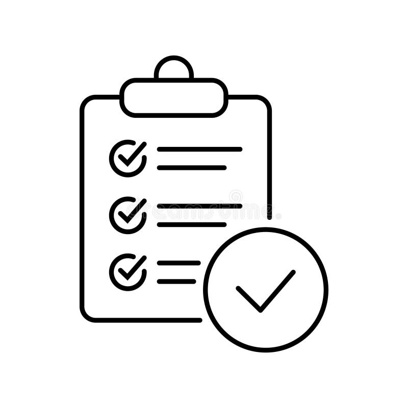 Clipboard with Check Mark Line Icon Isolated on Background. Checklist ...