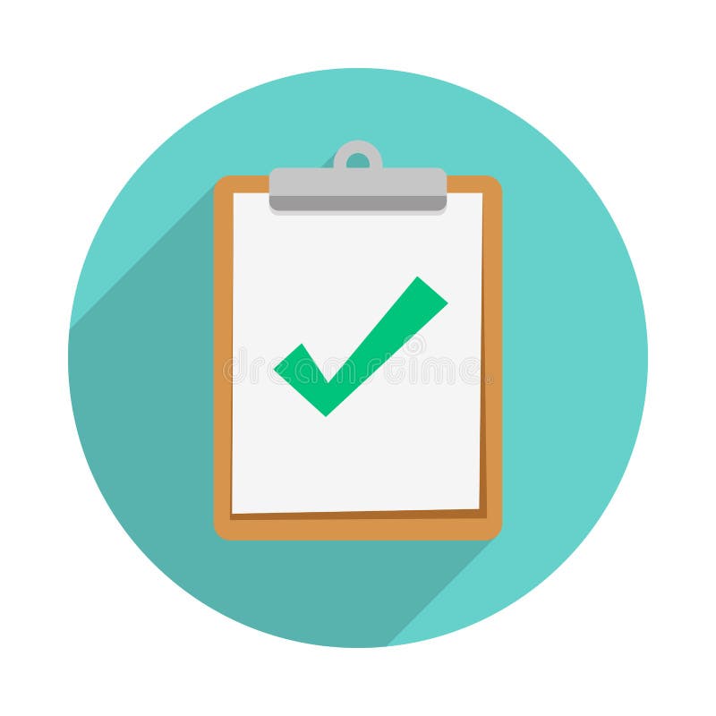 Clipboard Check Mark Long Shadow Icon Stock Vector - Illustration of ...