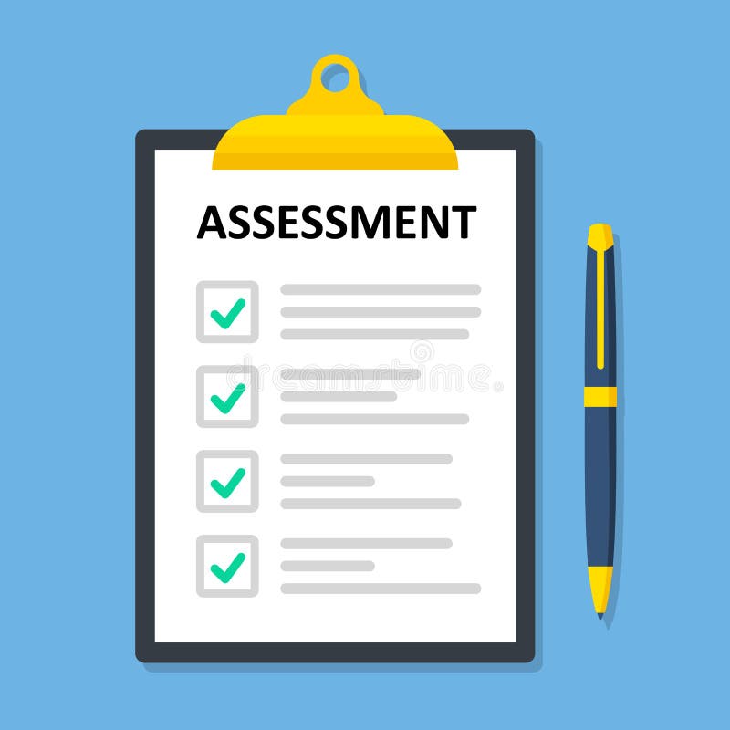 Clipboard Checklist with Assessment. Paperwork, Sheets in Folder Flat ...