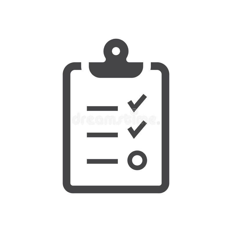 Clipboard Checklist Black Vector Icon. Task List with Tick Check Mark ...