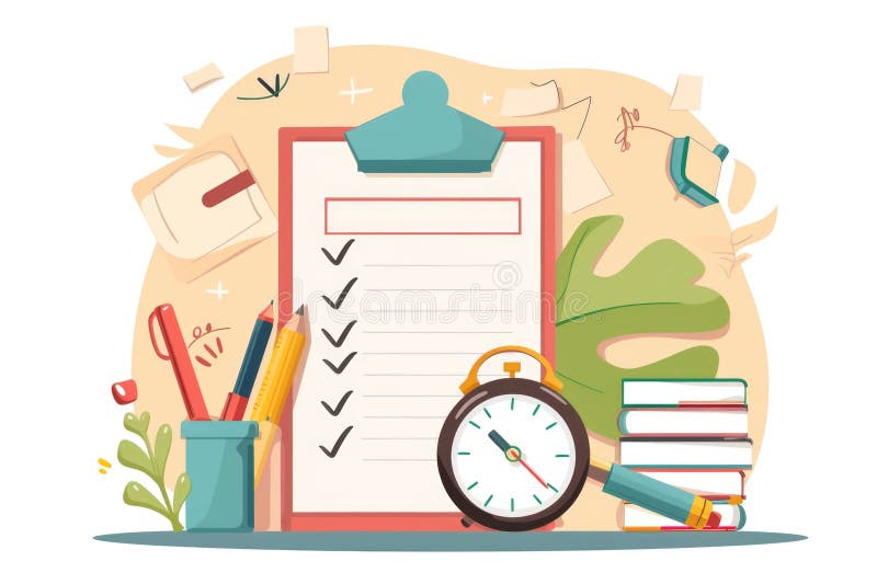 A Clipboard with a Checklist and a Clock, Perfect for Time Management ...
