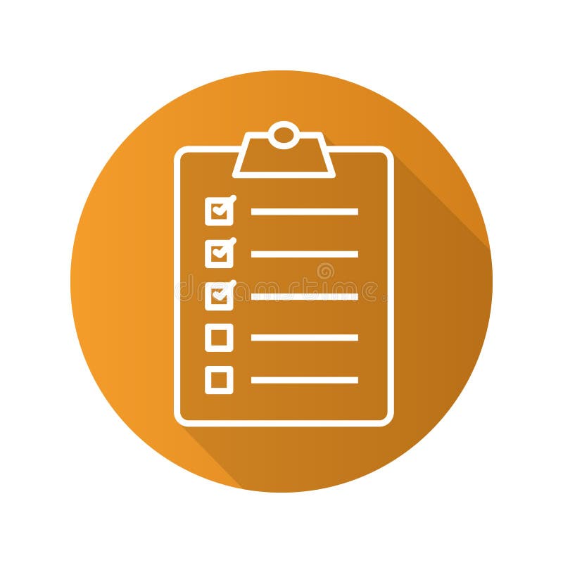 Clipboard Checklist Flat Linear Long Shadow Icon Stock Vector ...