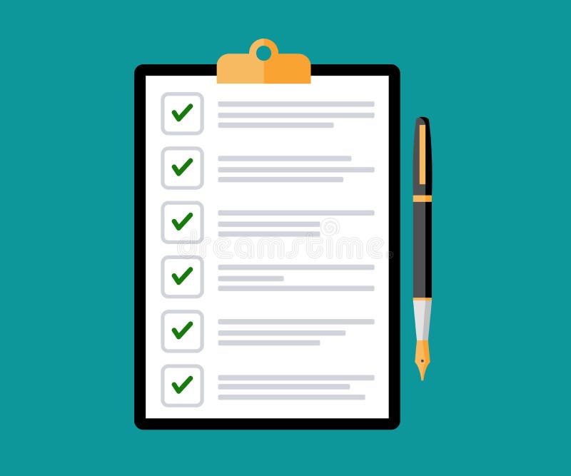 Clipboard with Checklist in a Flat Style Stock Vector - Illustration of ...