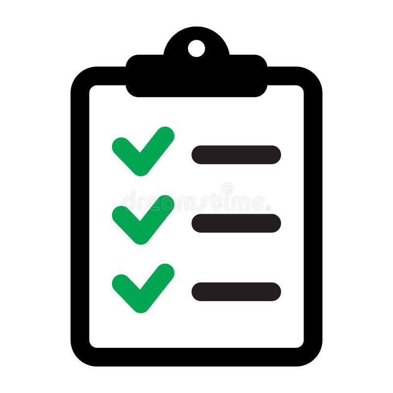 Clipboard with Checklist with Green Checkmarks Icon. Stock Vector ...