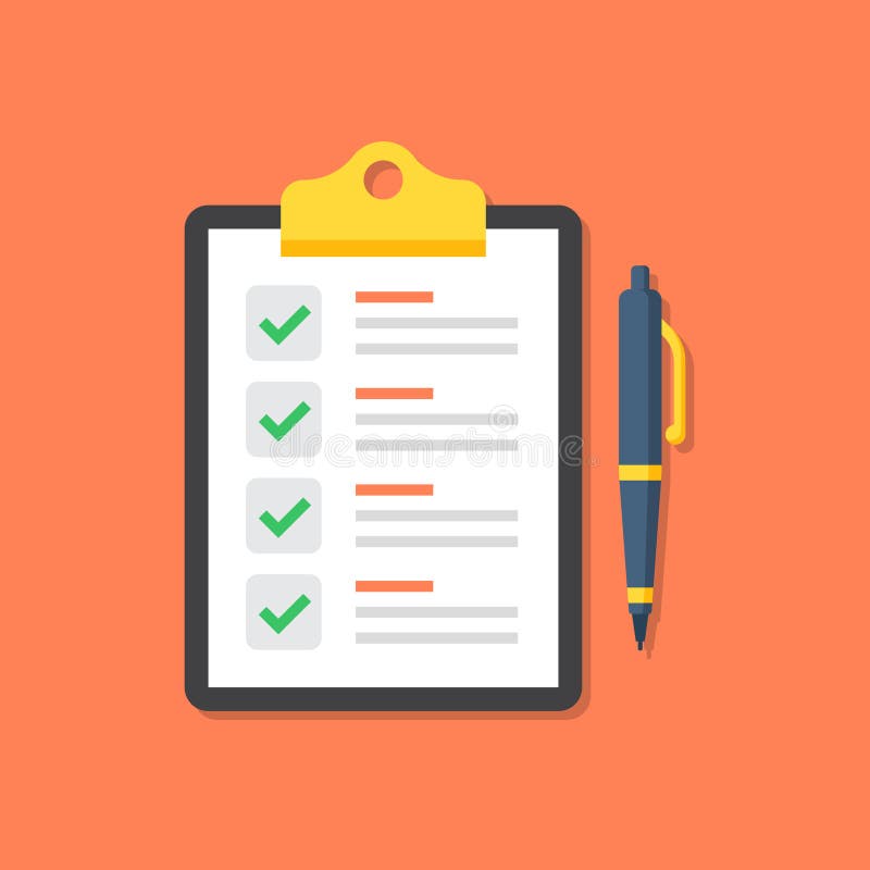 Clipboard with Checklist Icon in Flat Style. Planning and Organization ...