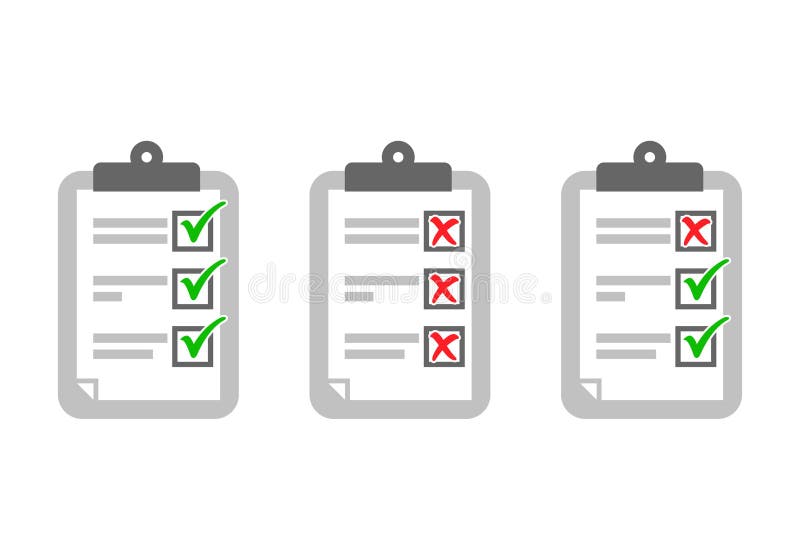 Clipboard Checklist Icon Set Stock Vector - Illustration of stylized ...