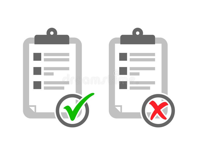 Clipboard Checklist Icon Set Tick Check Cross Stock Vector ...
