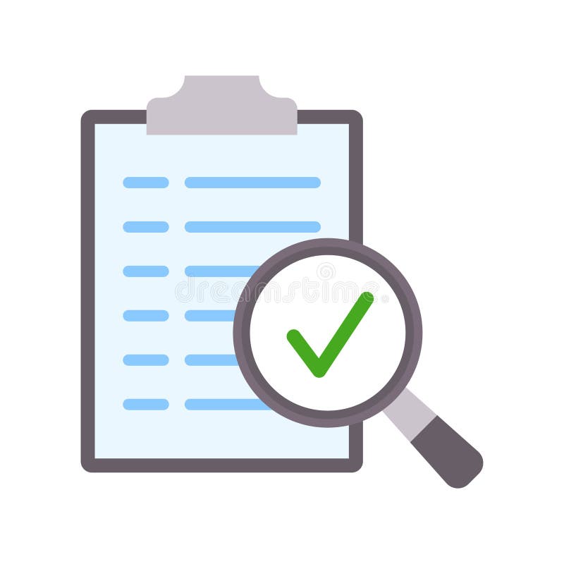 Clipboard with Checklist and Magnifying Glass. Survey, Quality Control ... Clipboard with Checklist and Magnifying Glass. Survey, Quality Control ...
