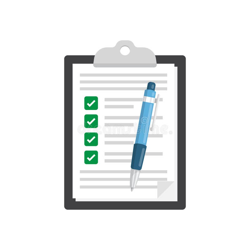 Clipboard with Checklist with Pen Icon in Flat Style. Planning and ...