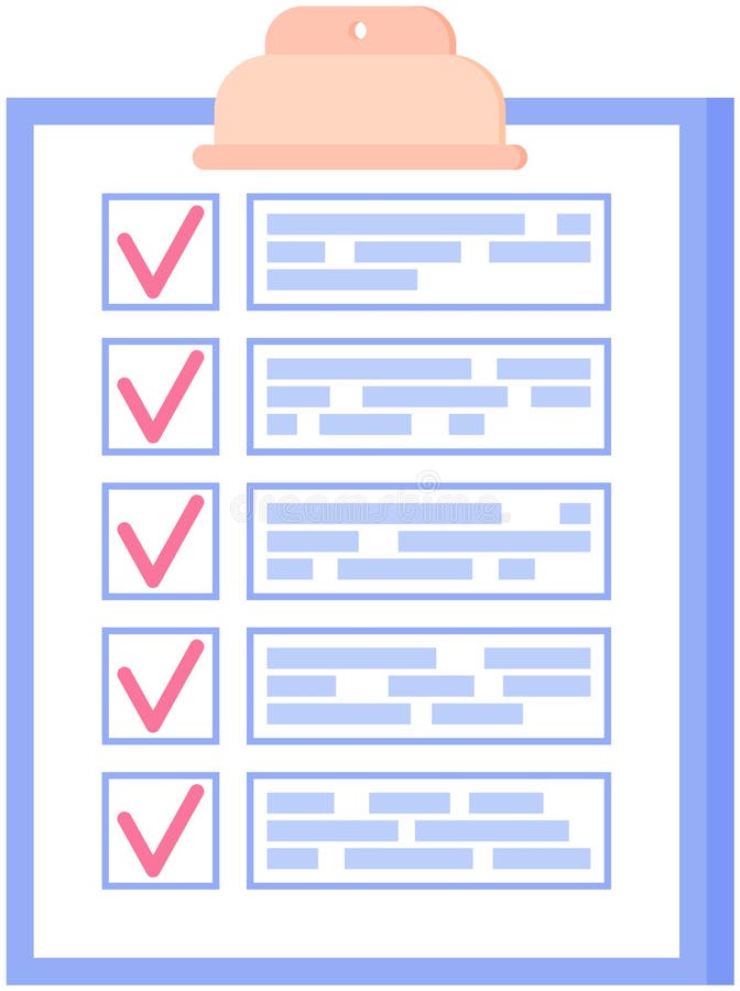 Clipboard with Checklist, daily Plan with Tick Marks. Check Sheet, To ...