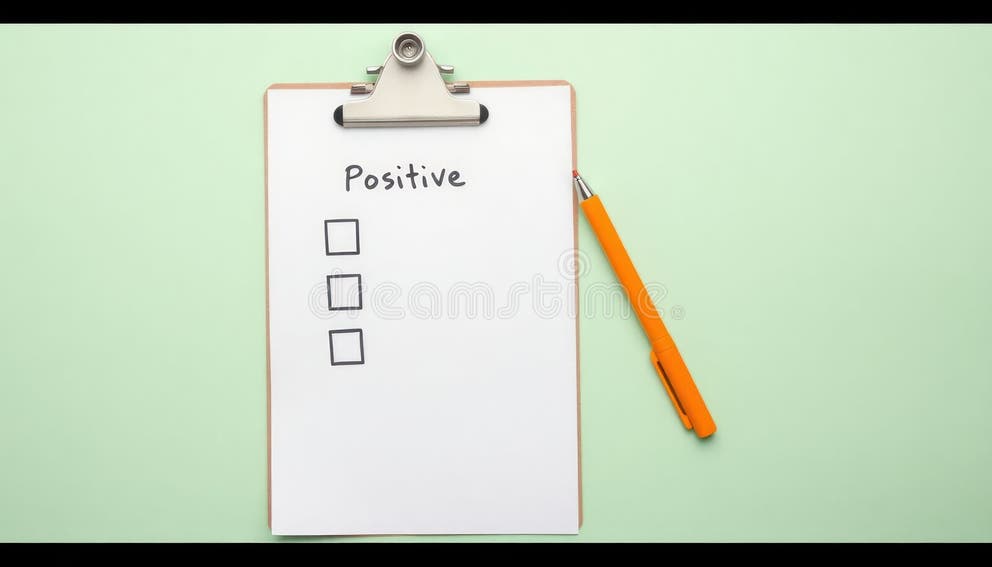 Clipboard with Checklist for Positive, Negative Analysis. Empty ...