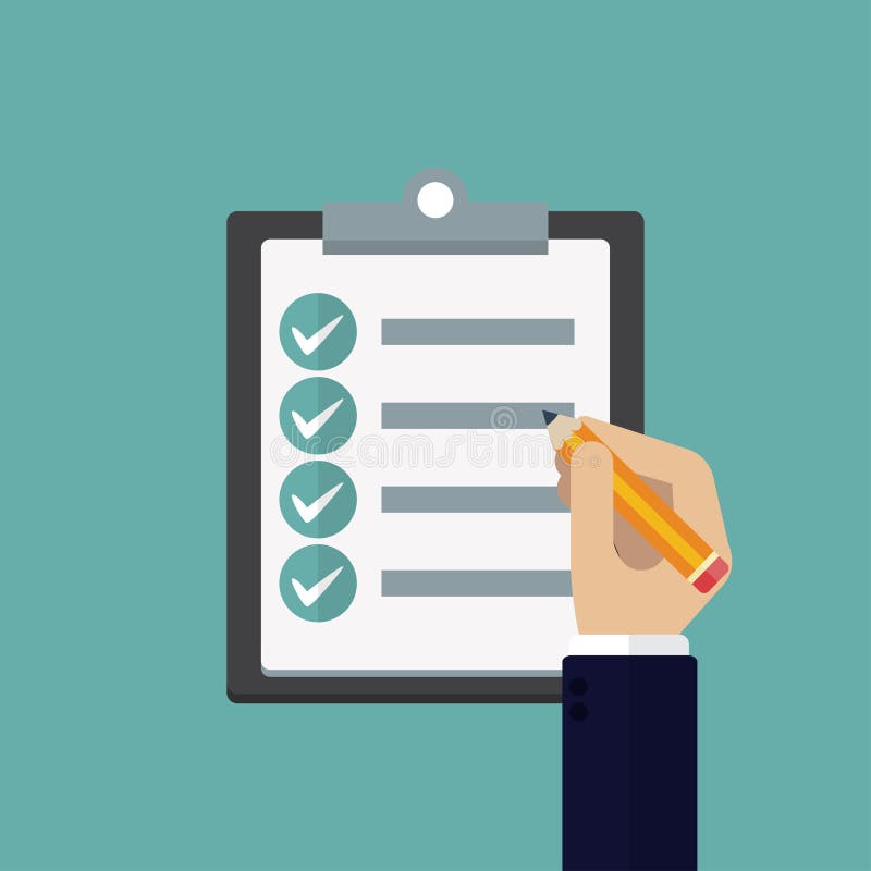 Clipboard Checklist Productivity Hand Check in a Flat Design Stock ...