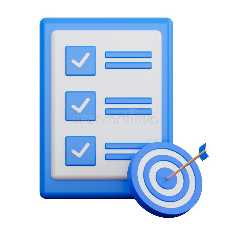 Clipboard with Checklist and Target Icon Isolated on White Background ...