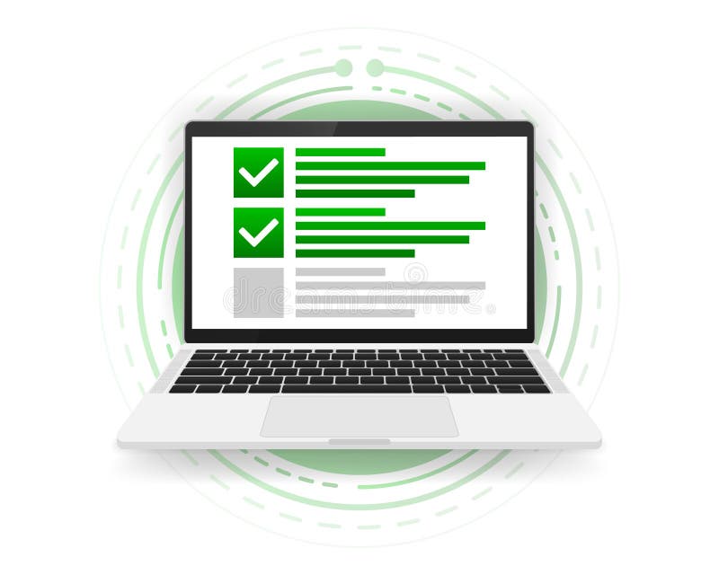 Clipboard with Checklist Window on Computer Screen. Checklist Banner ...