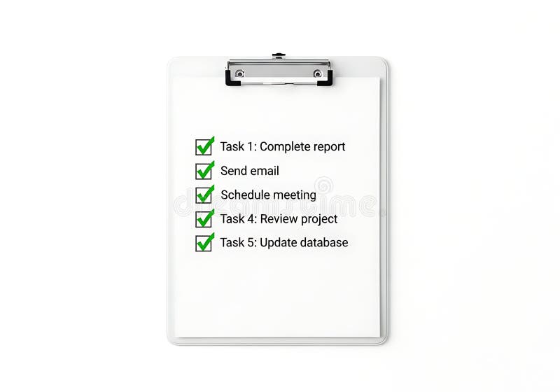 Clipboard with a Completed Checklist of Tasks Stock Illustration ...