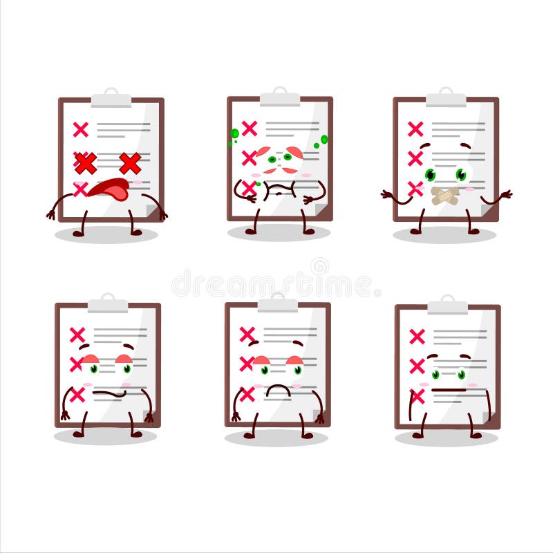 Clipboard with Cross Check Cartoon Character with Nope Expression Stock ...