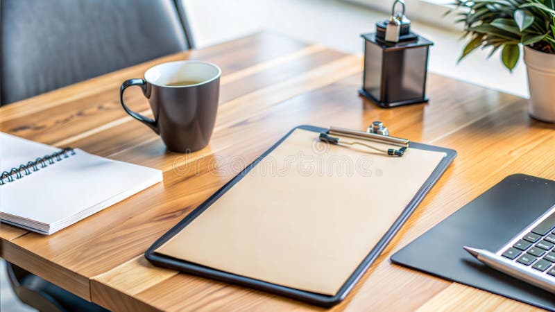 Clipboard on a Desk Mockup. Business Concept Stock Photo - Image of ...