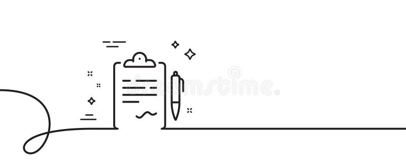 Clipboard Document Line Icon. Agreement File Sign. Continuous Line with ...