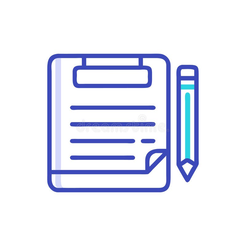 Clipboard with Document and Pencil Icon Line Art Stock Photo ...