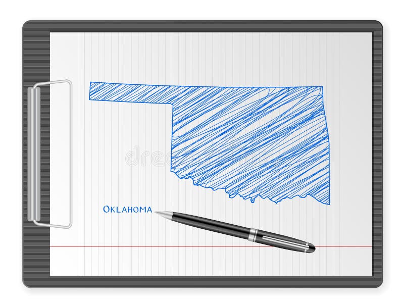 Clipboard Oklahoma map stock vector. Illustration of sheet - 107046785
