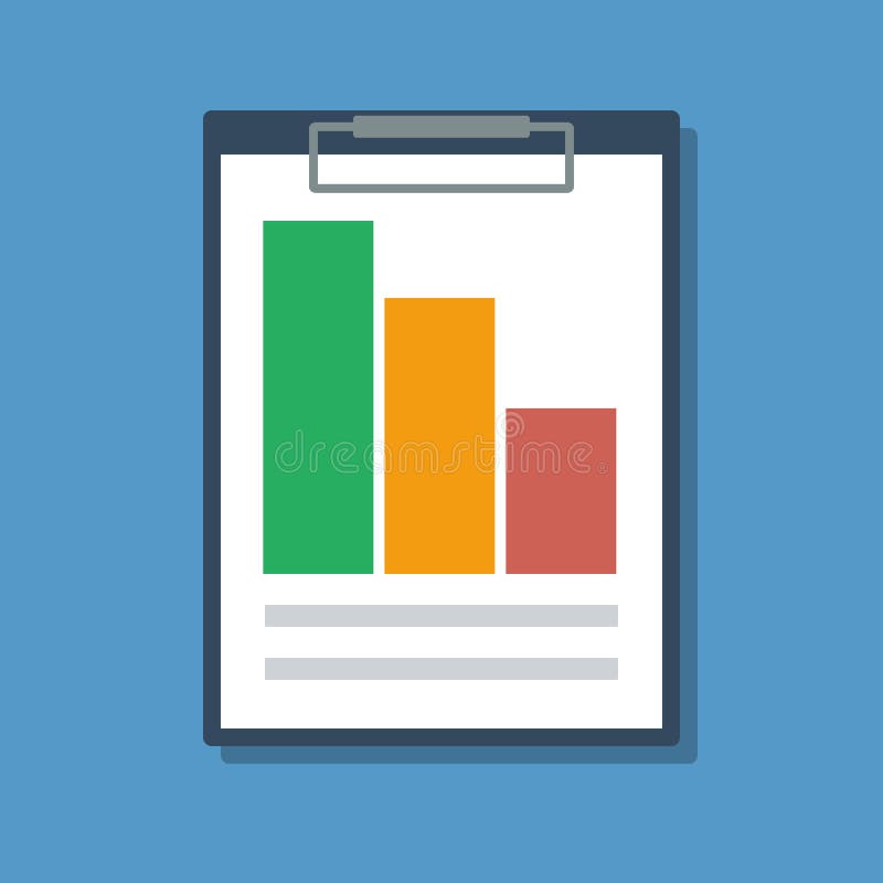 Clipboard with Drop Trended Bar Chart, Vector Illustration Stock Vector ...