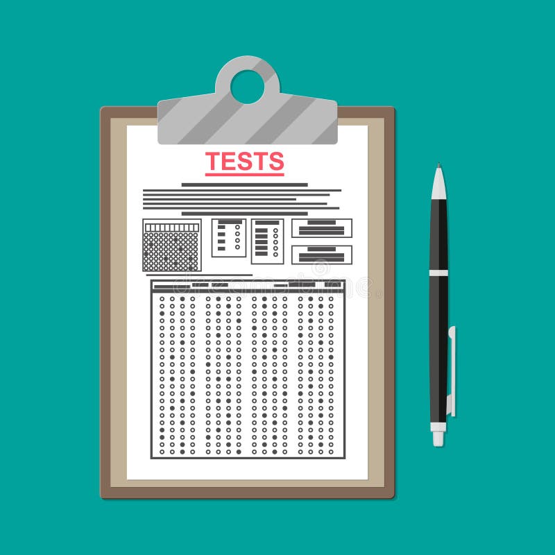 Clipboard with Exam Test Answer Sheet and Pen Stock Vector ...