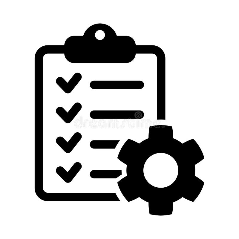 Clipboard and Gear Icon. Project Management Concept Flat Style ...