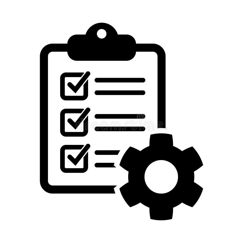 Clipboard and Gear Icon. Project Management Concept Flat Style ...