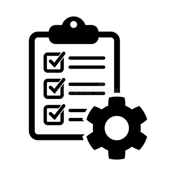 Clipboard and Gear Icon. Project Management Concept Flat Style ...