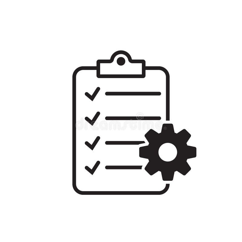 Clipboard With Gear Isolated Icon. Technical Support Check List Icon ...